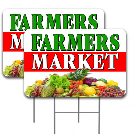 2 Pack Farmers Market Yard Sign 16" x 24" - Double-Sided Print, with ...