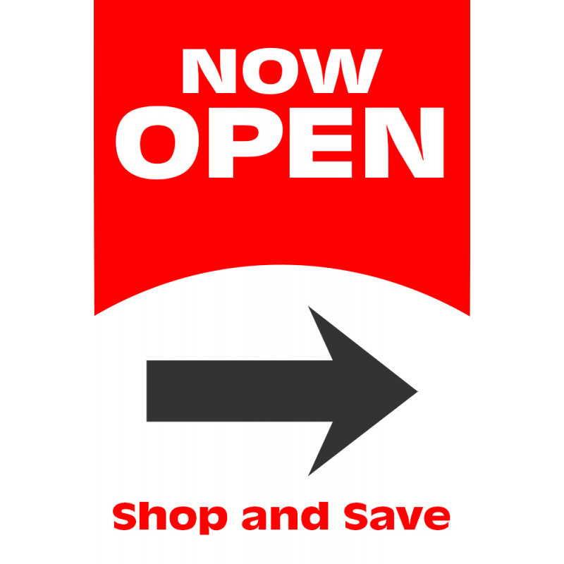 Now Open (Arrow) Economy A-Frame Sign 2 Feet Wide by 3 Feet Tall