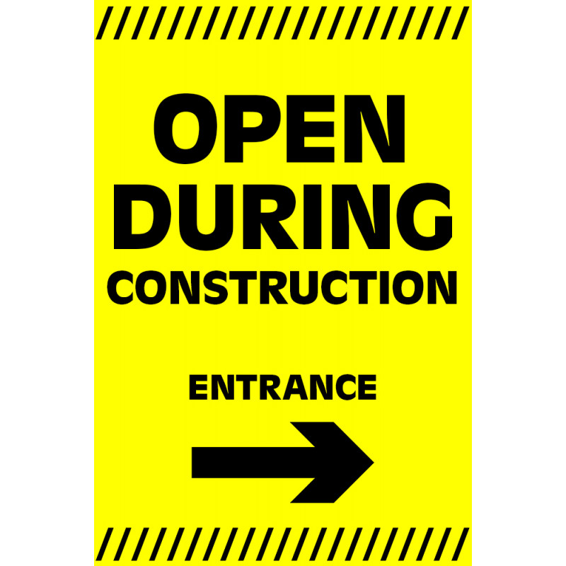 Open During Construction (Arrow) Economy A-Frame Sign 2 Feet Wide by 3 ...