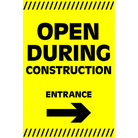 Open During Construction (Arrow) Economy A-Frame Sign 2 Feet Wide by 3 ...